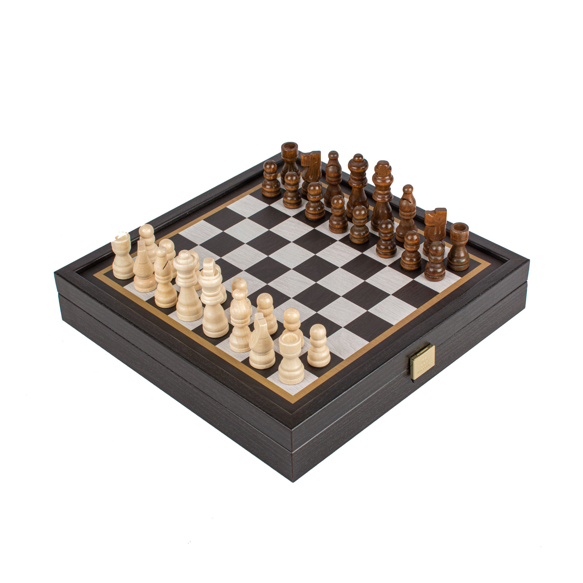 Modern 2-in-1 Combo Game Set - Chess & Backgammon in Black Wenge Wooden Case (Small ...