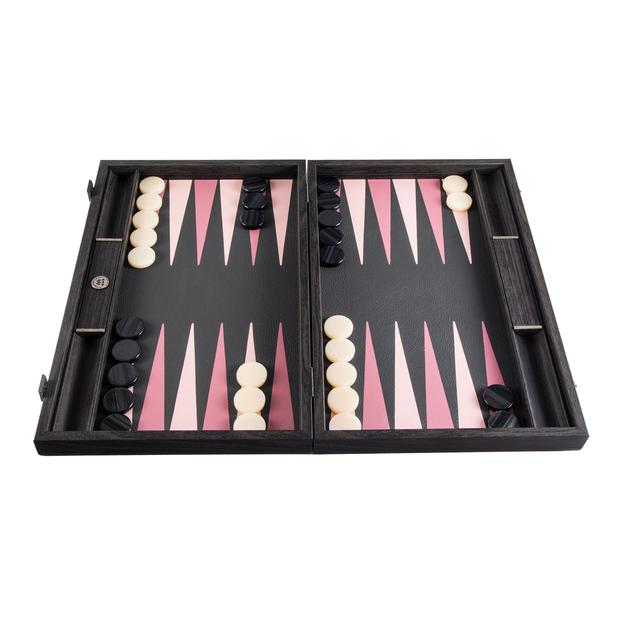 Handcrafted Black and Dusty Pink Backgammon Set | MANOPOULOS Chess & Backgammon