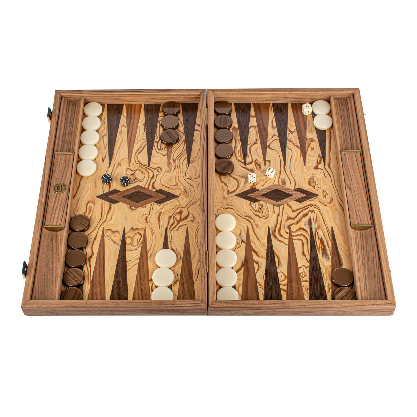 ITALIAN OLIVE BURL Backgammon - MANOPOULOS Chess & Backgammon