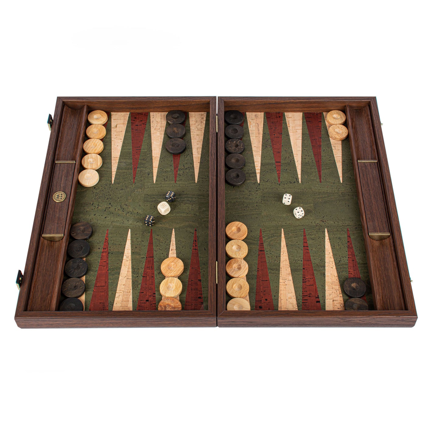 Premium Handcrafted Green Natural Cork Backgammon Set with Oak Wood ...