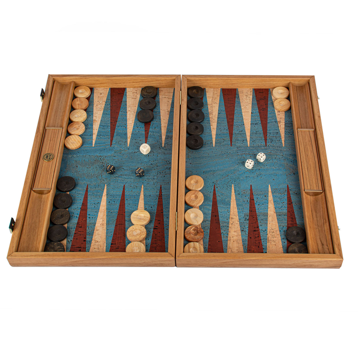 Premium Handcrafted Turquoise Natural Cork Backgammon Set with Oak Wood ...