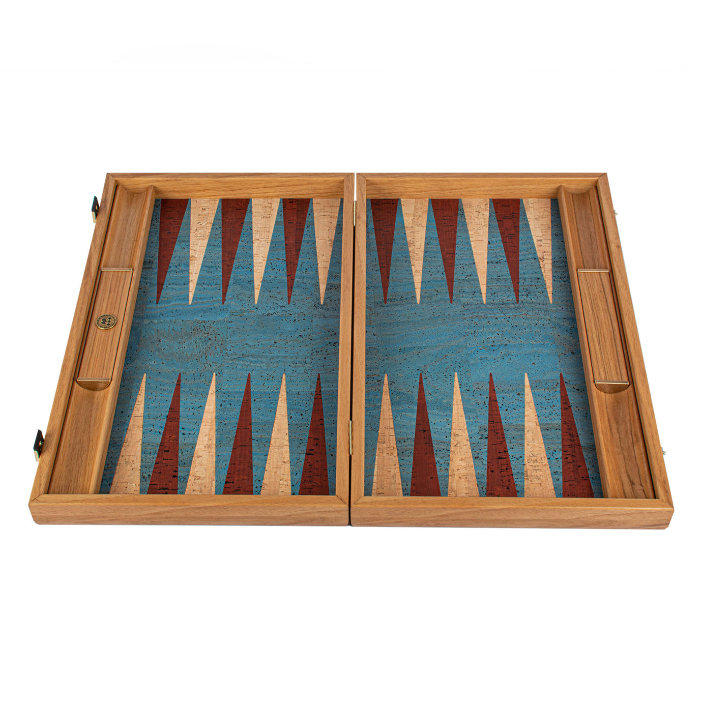 Premium Handcrafted Turquoise Natural Cork Backgammon Set with Oak Wood Checkers | MANOPOULOS ...