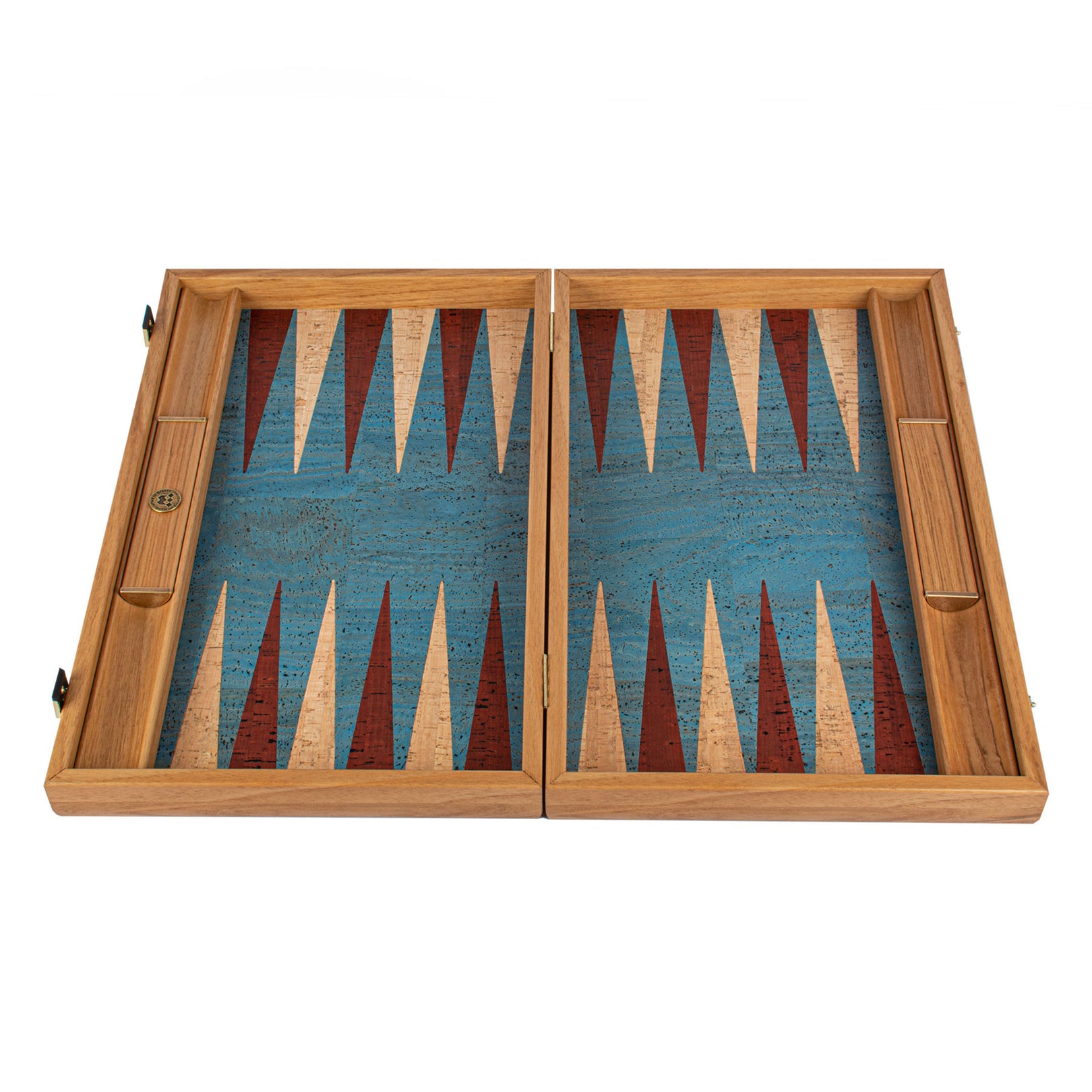 Premium Handcrafted Turquoise Natural Cork Backgammon Set with Oak Wood ...