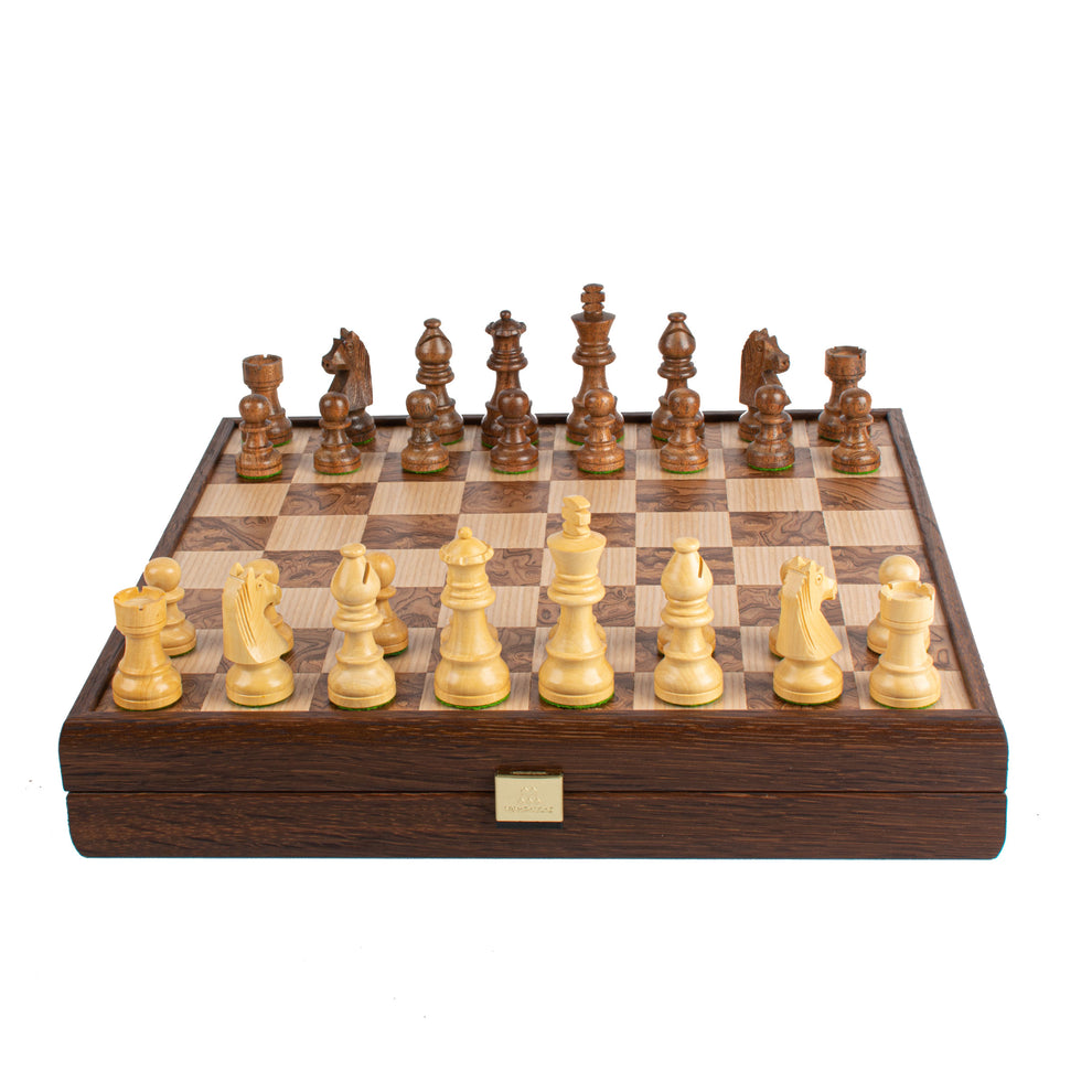 Set di scacchi in noce - 40x40 cm con scacchi Staunton (re da 8,5 cm ...
