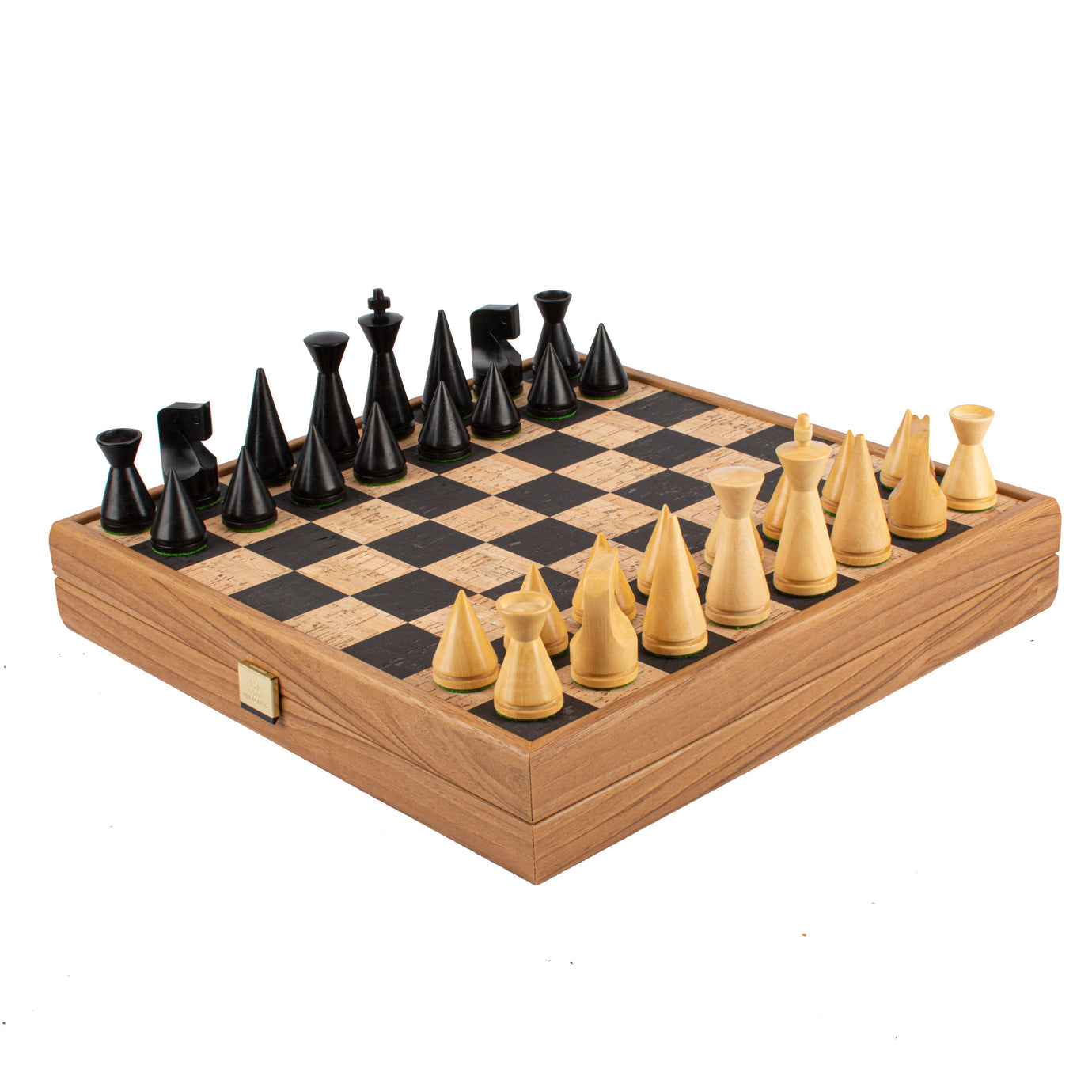 Handcrafted Black-Natural Cork Chess Set - 34x34cm with Modern Style ...
