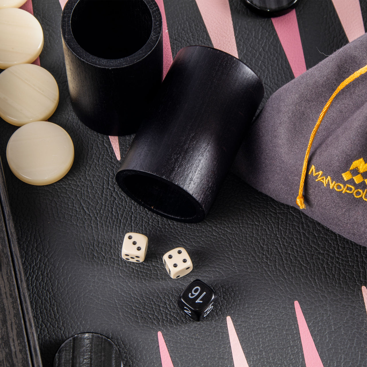 BLACK and DUSTY PINK Backgammon - MANOPOULOS Chess & Backgammon