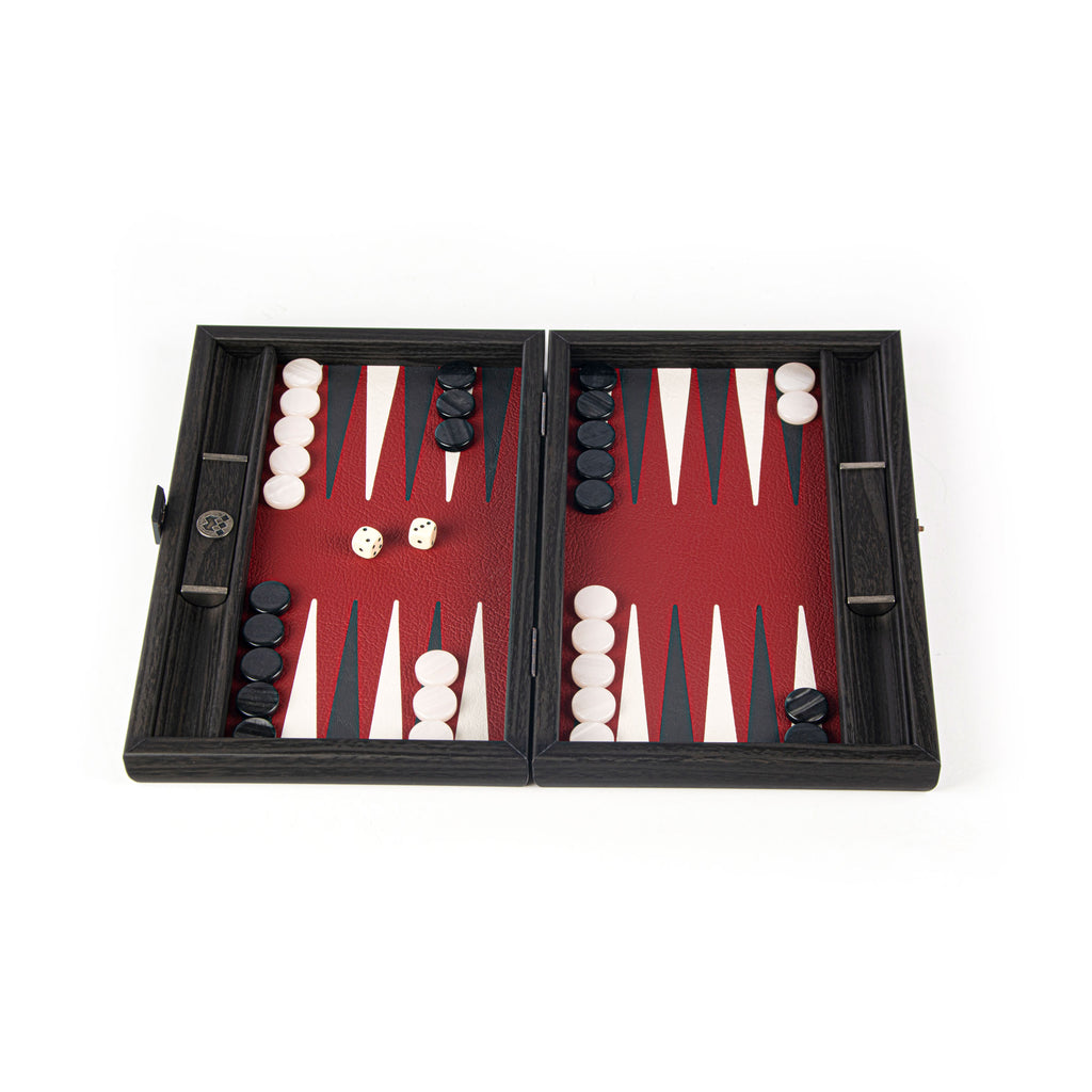 BURGUNDY RED Backgammon (Travel size) - MANOPOULOS Chess & Backgammon
