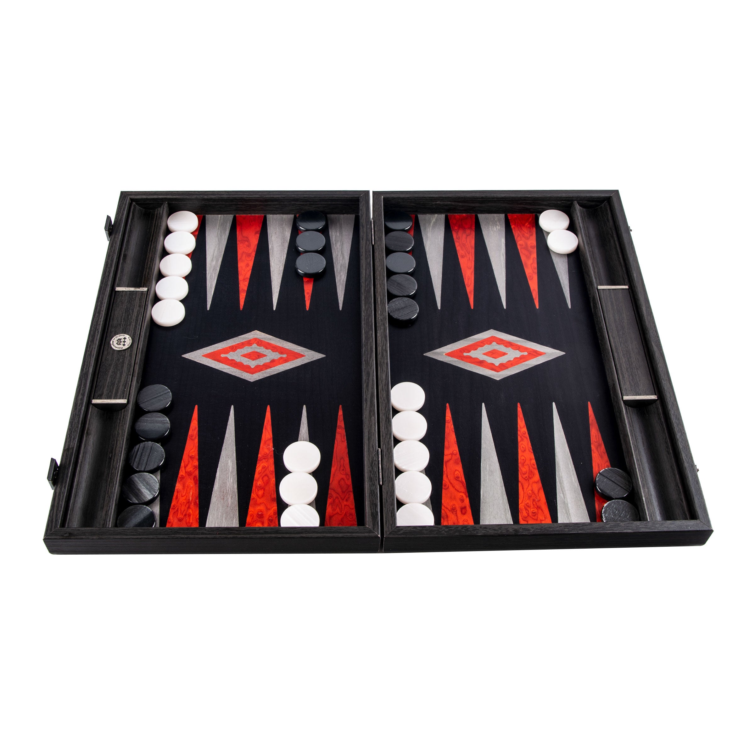 Premium Handcrafted Black Oak with Silver Stripes Backgammon Set ...