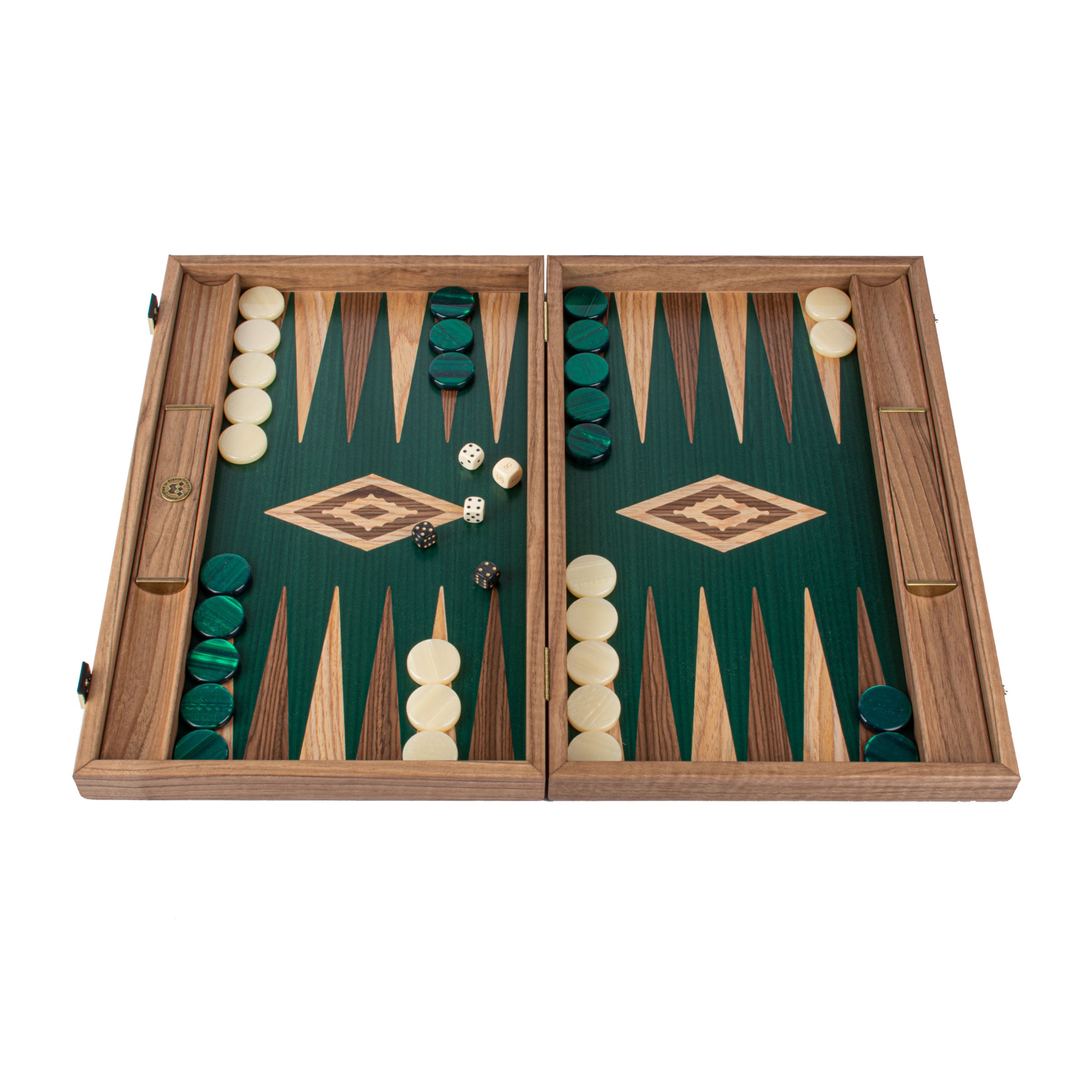 Premium Handcrafted Walnut with Green Oak Backgammon Set | MANOPOULOS ...