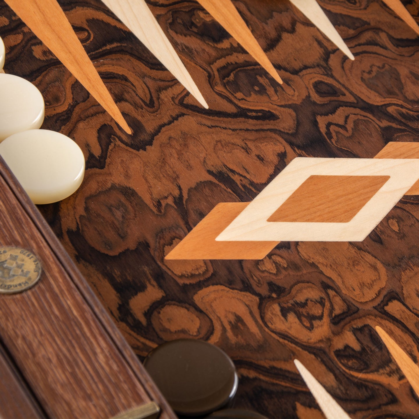 CALIFORNIA WALNUT BURL Backgammon - MANOPOULOS Chess & Backgammon