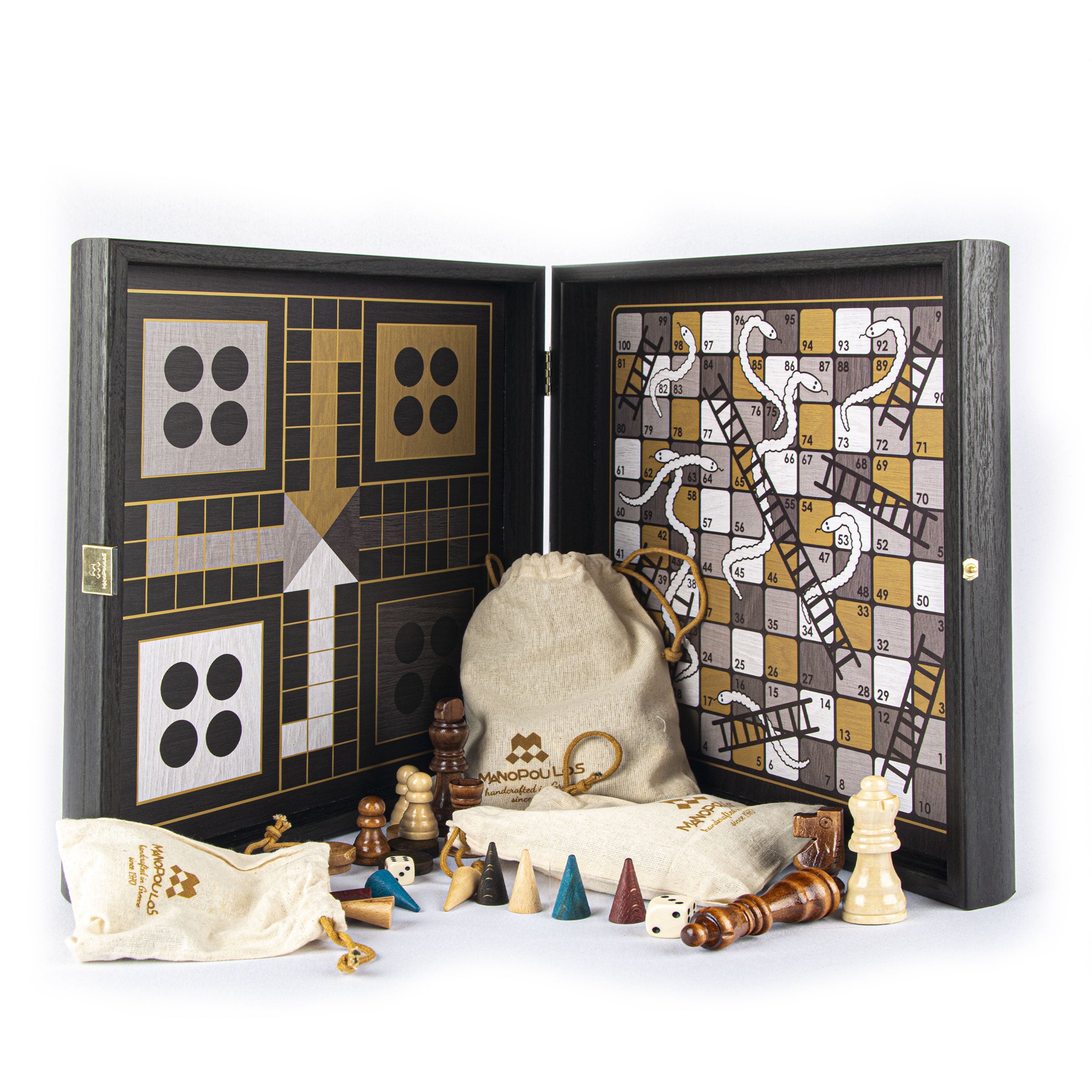 Modern Style 4-in-1 Combo Game Set: Chess, Backgammon, Ludo & Snakes ...