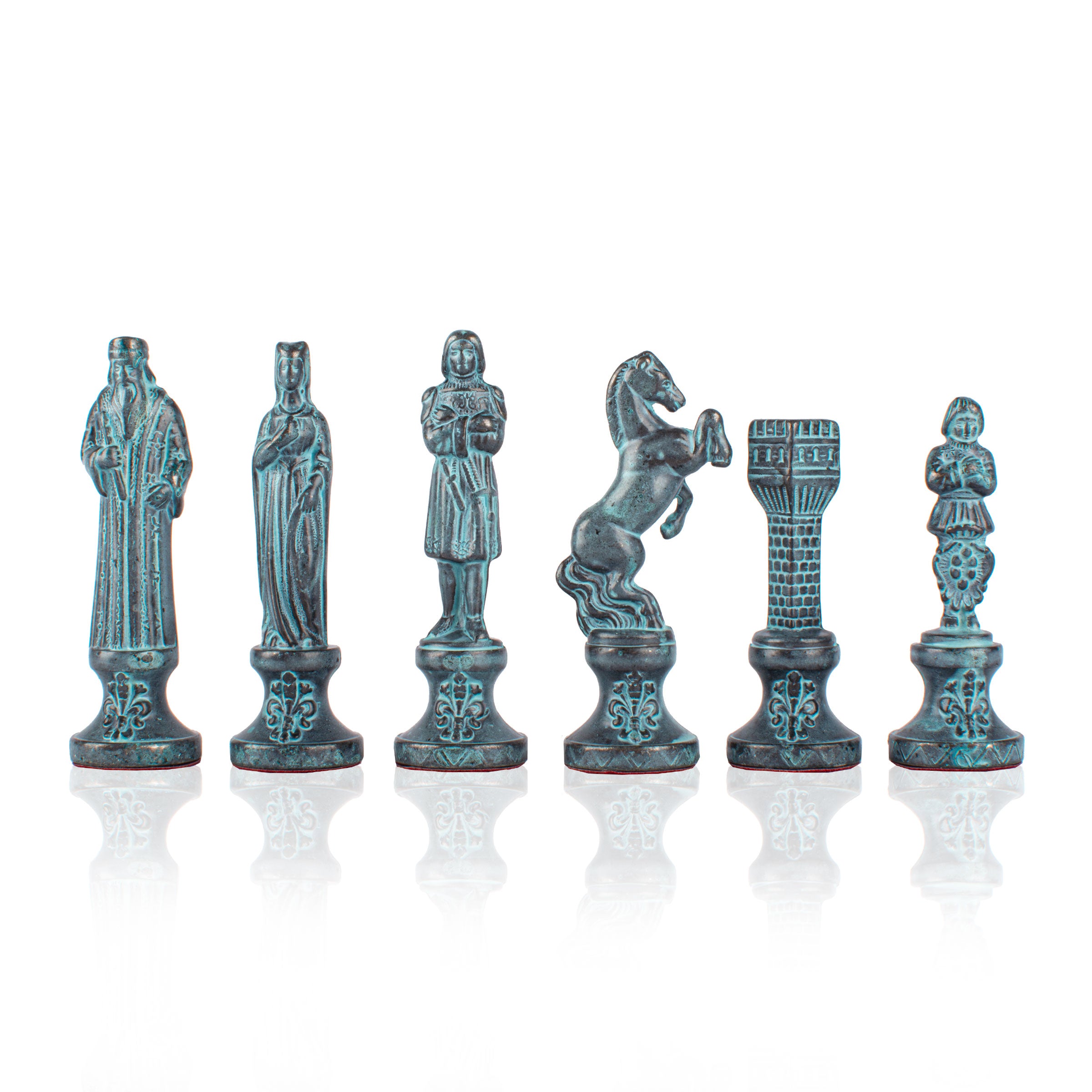 Handcrafted Renaissance Chessmen Set, Blue & Brown (Medium ...