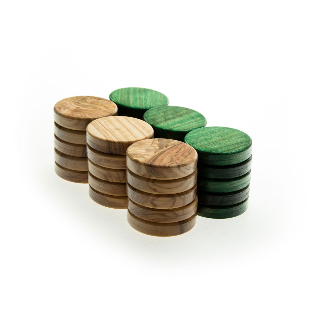 OLIVE WOOD CHECKERS in green color - MANOPOULOS Chess & Backgammon