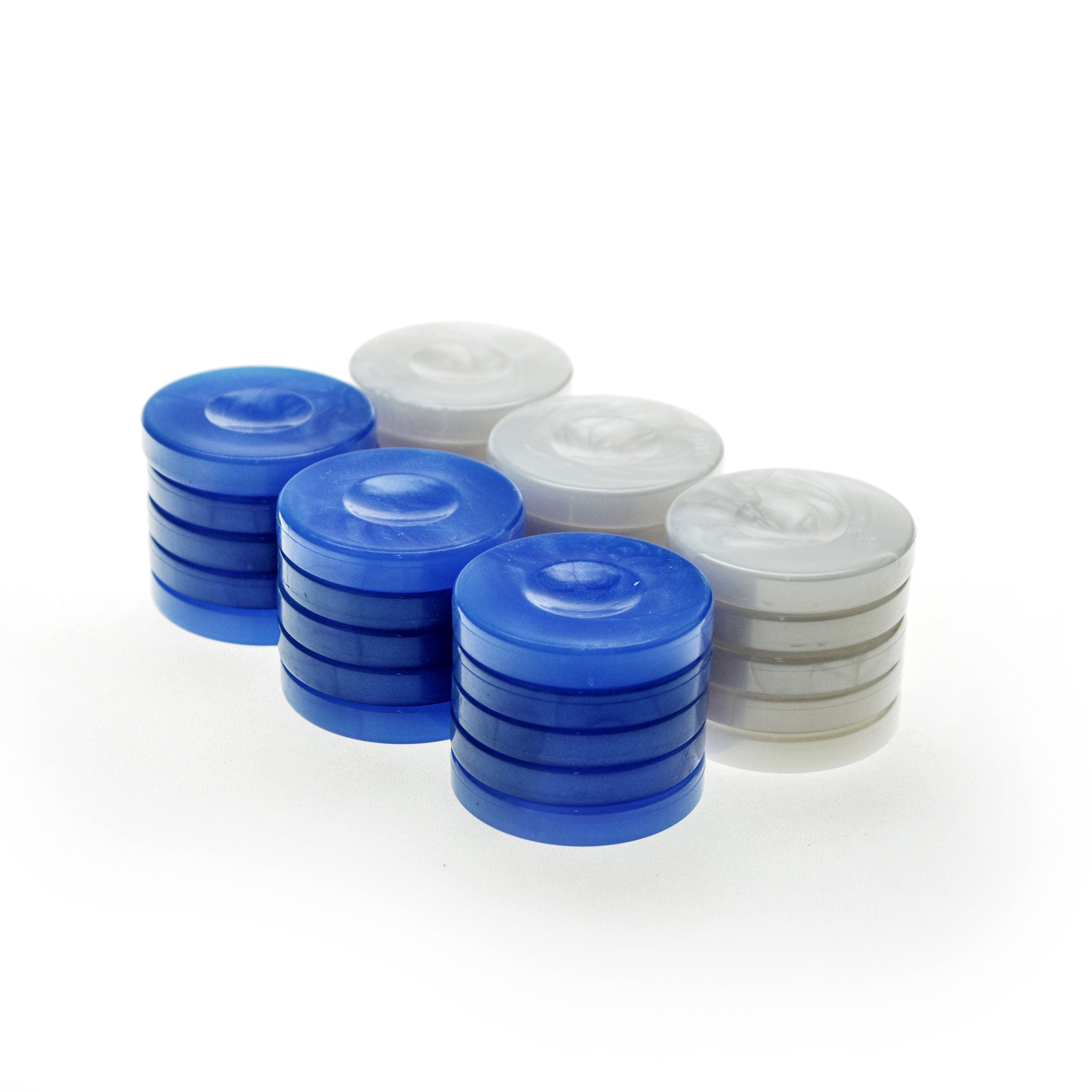 Handcrafted Premium Pearl Checkers in Blue | MANOPOULOS Chess & Backgammon