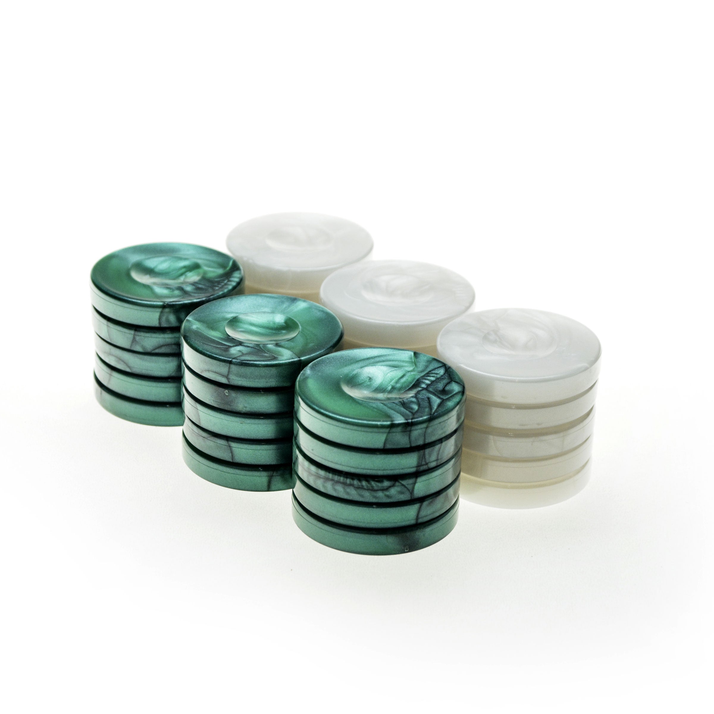 Handcrafted Premium Pearl Checkers in Green and Ivory | MANOPOULOS ...