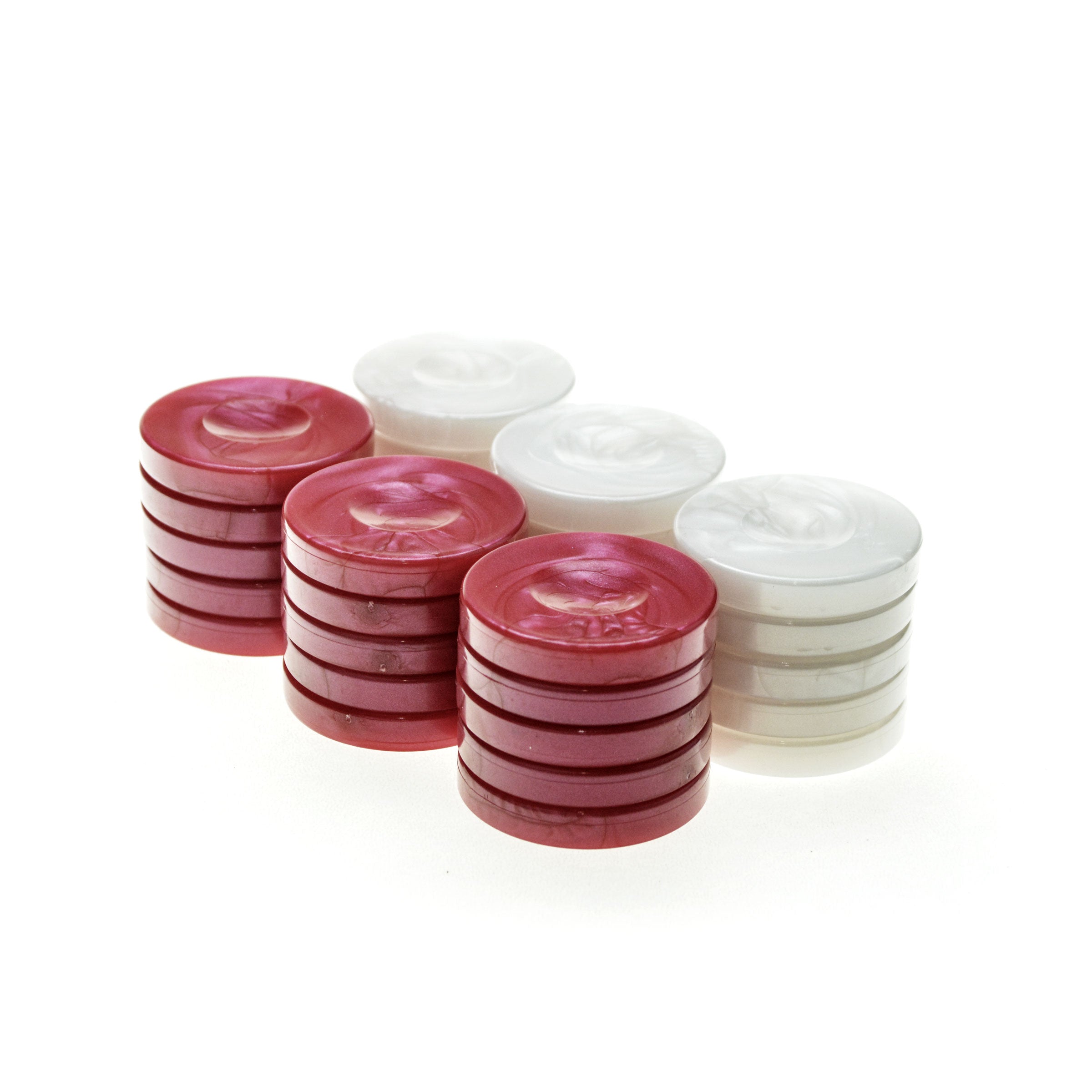 Handcrafted Premium Pearl Checkers in Red | MANOPOULOS Chess & Backgammon