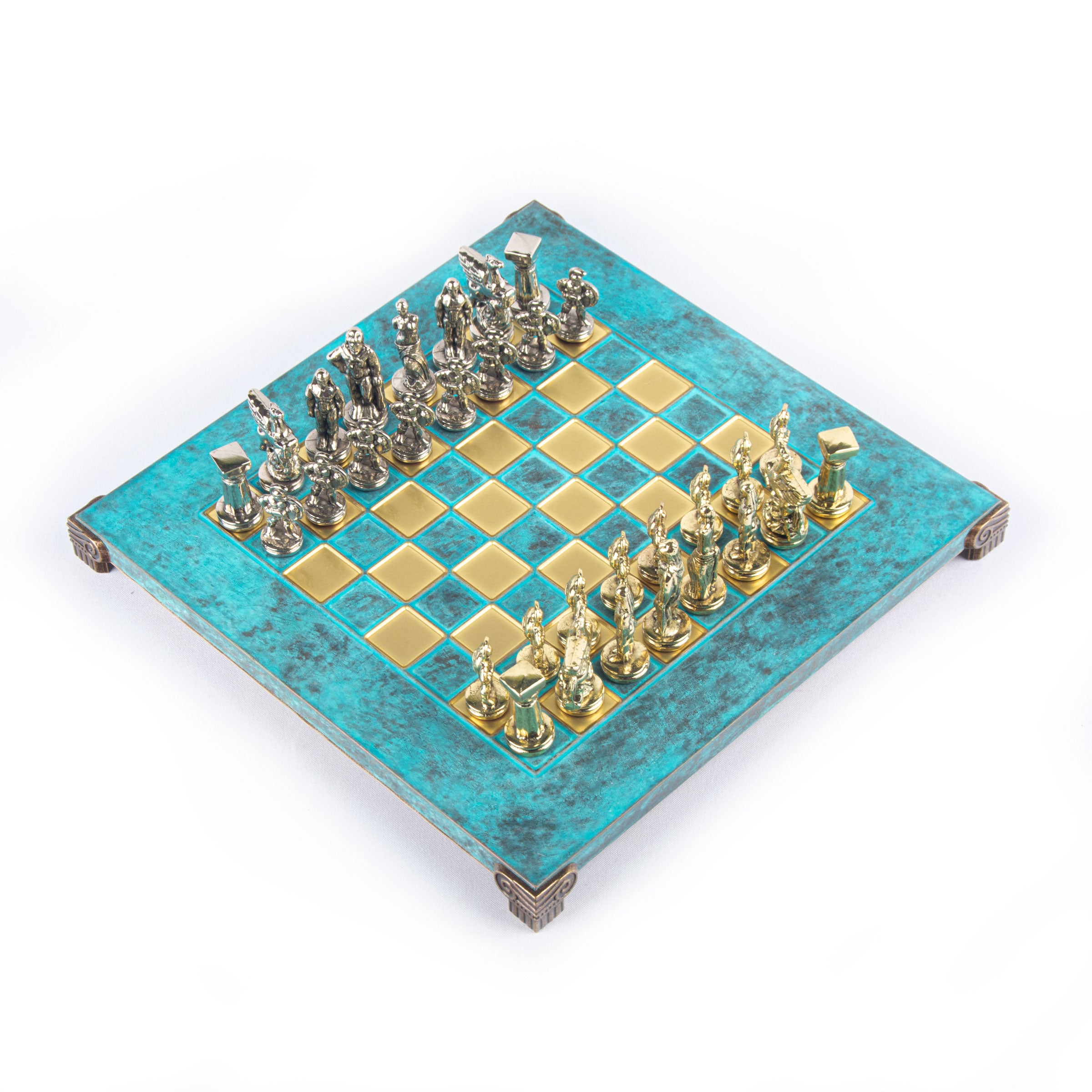 Handcrafted Spartan Warrior Chess Set - Gold & Silver Chessmen with ...
