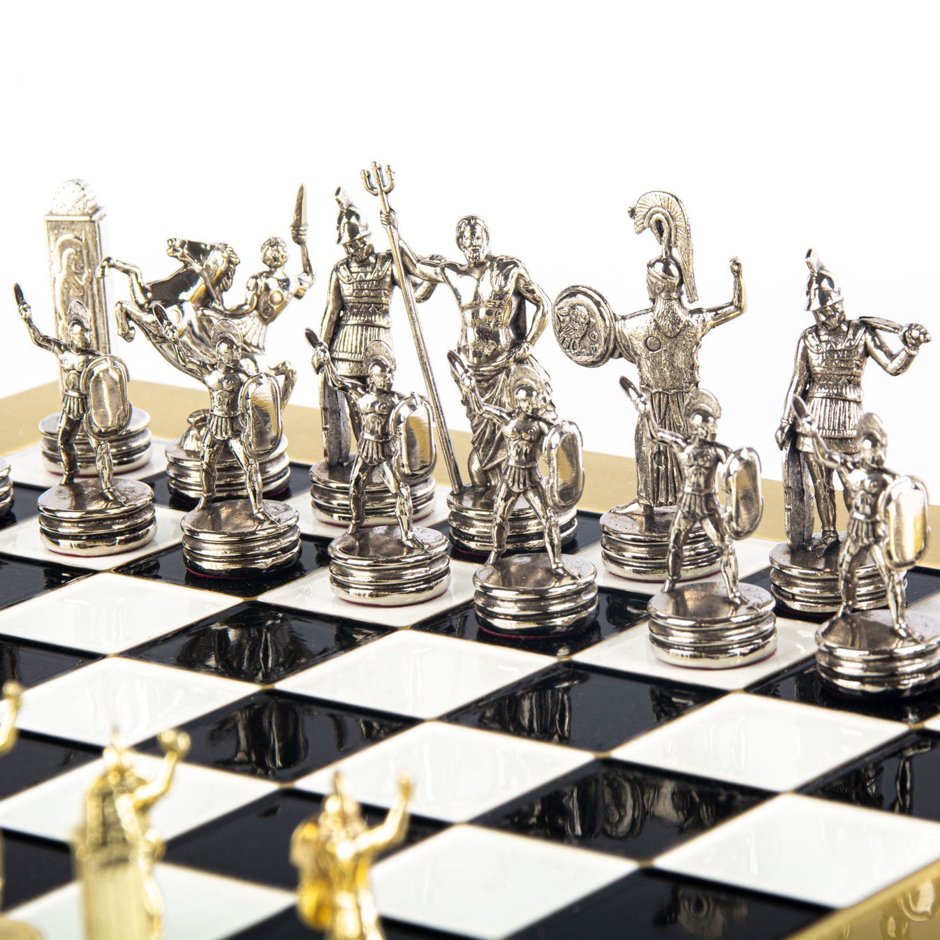 Handcrafted Greek Mythology Chess Set - Gold & Silver Chessmen with ...