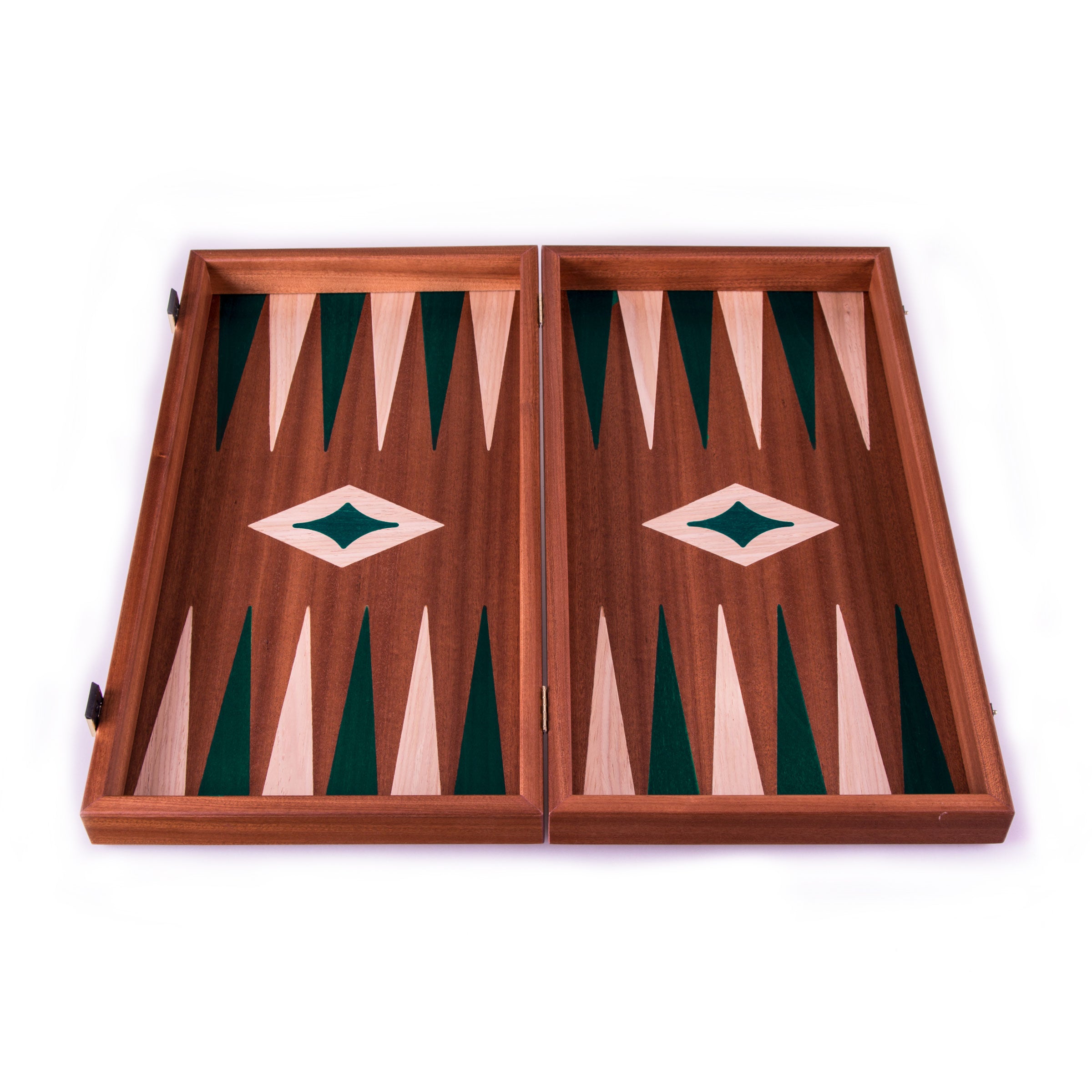 Handcrafted Mahogany Backgammon Set in Green - Elegant Marquetry Design ...