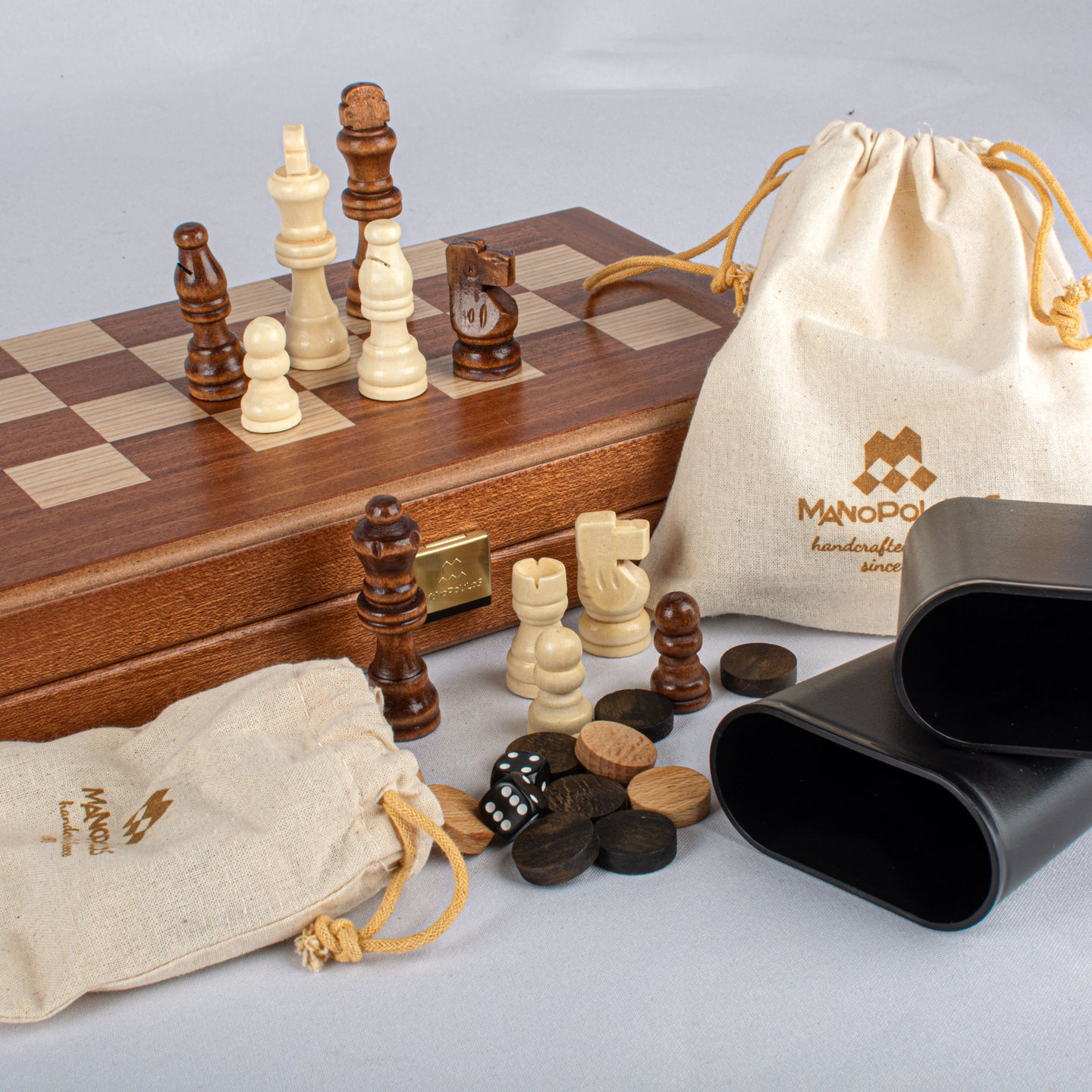 MAHOGANY Chess & Backgammon Board in black color - MANOPOULOS Chess & Backgammon