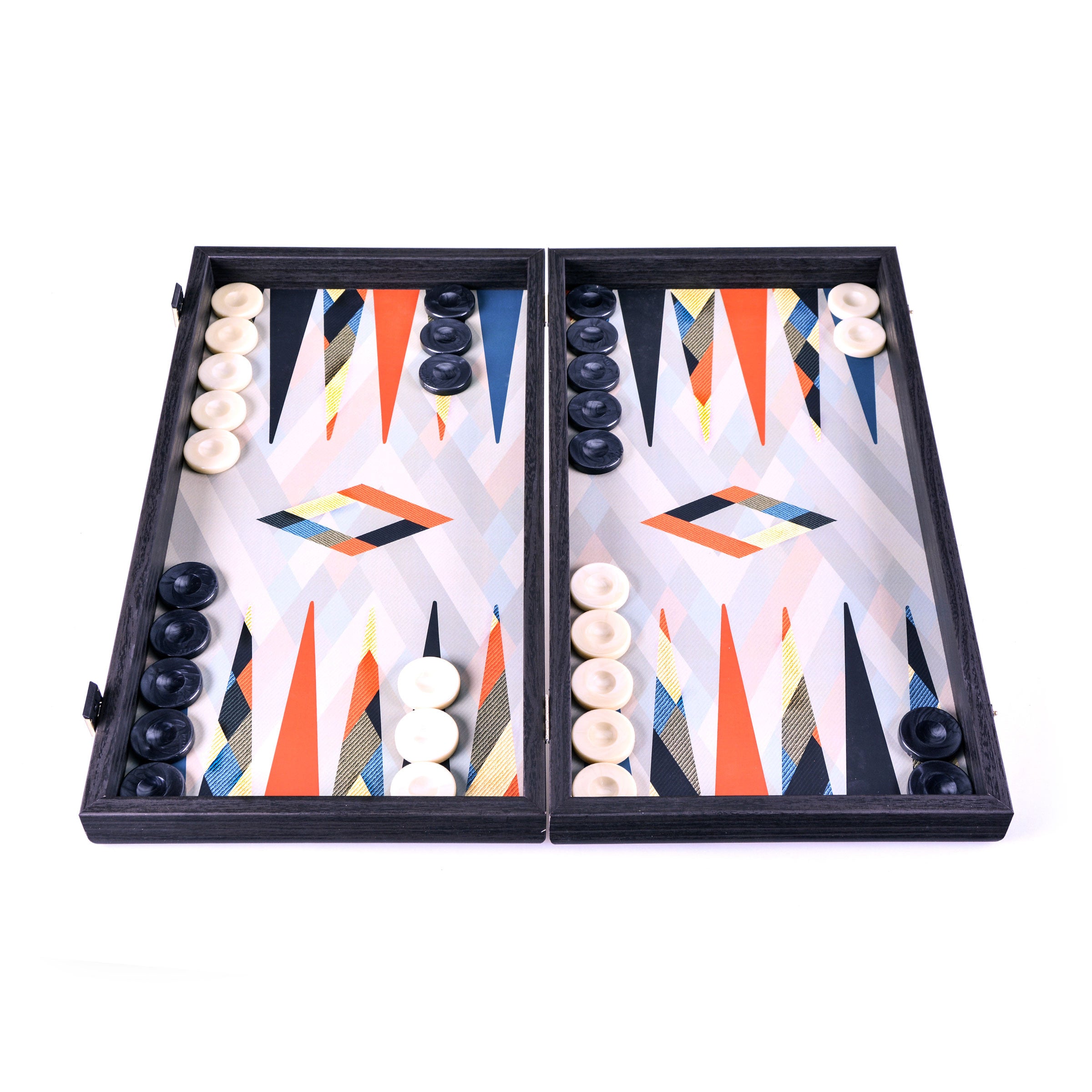 Handcrafted Abstract Multicolor Backgammon Set - Colorful Diagonal ...