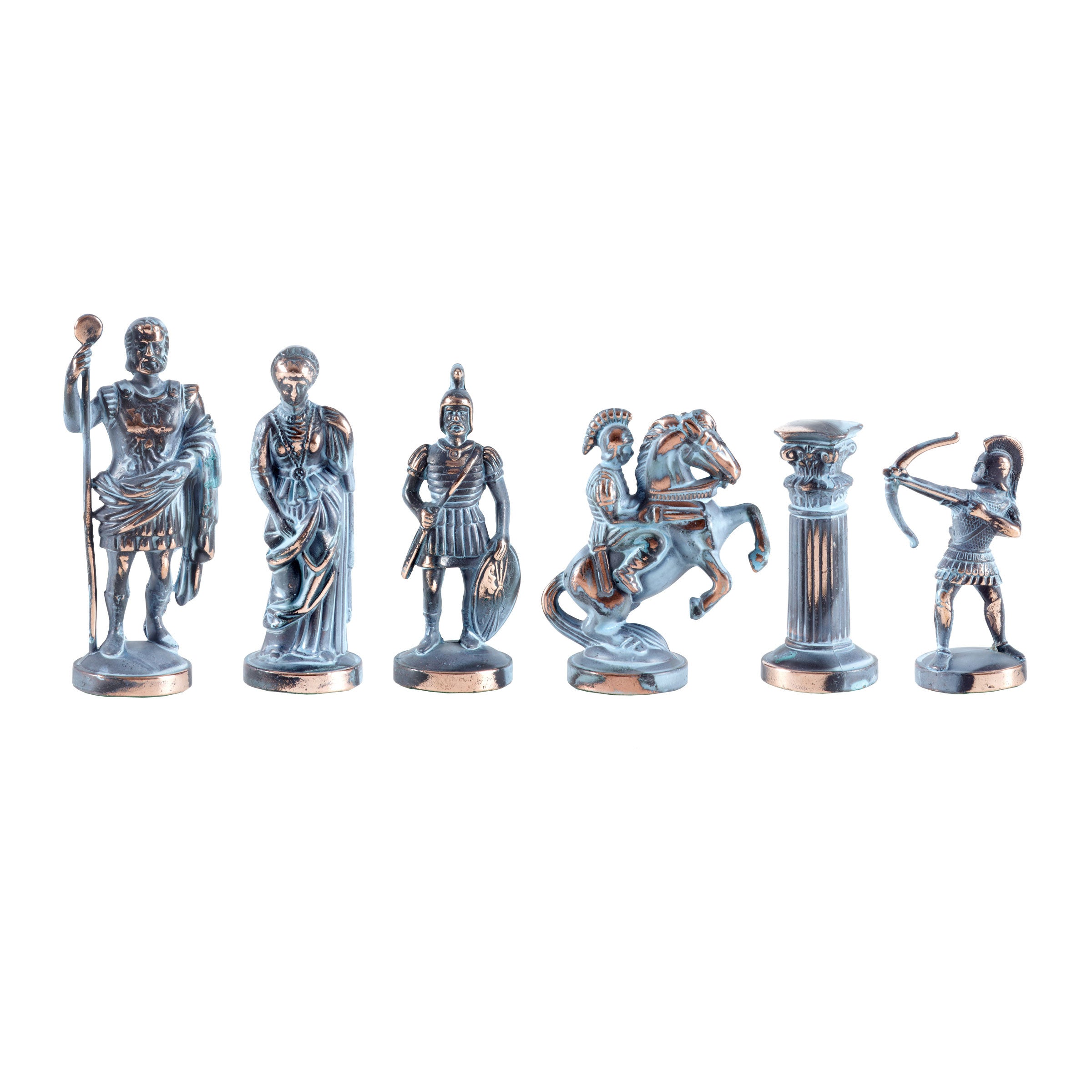 Handcrafted Metallic Chessmen - Archers, Blue & Bronze (Large ...