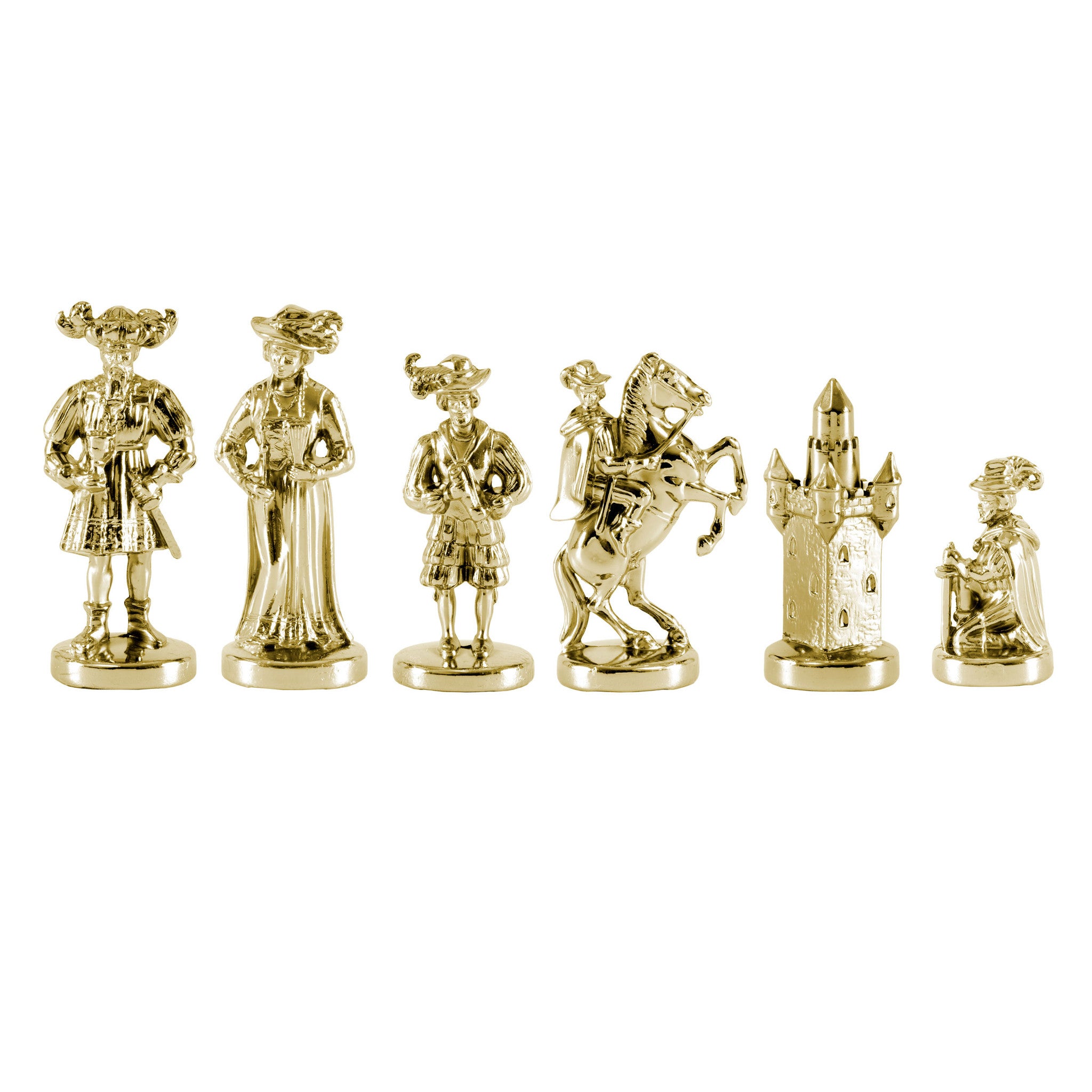 Handcrafted Metallic Chessmen Set - Medieval Knights, Gold & Silver ...