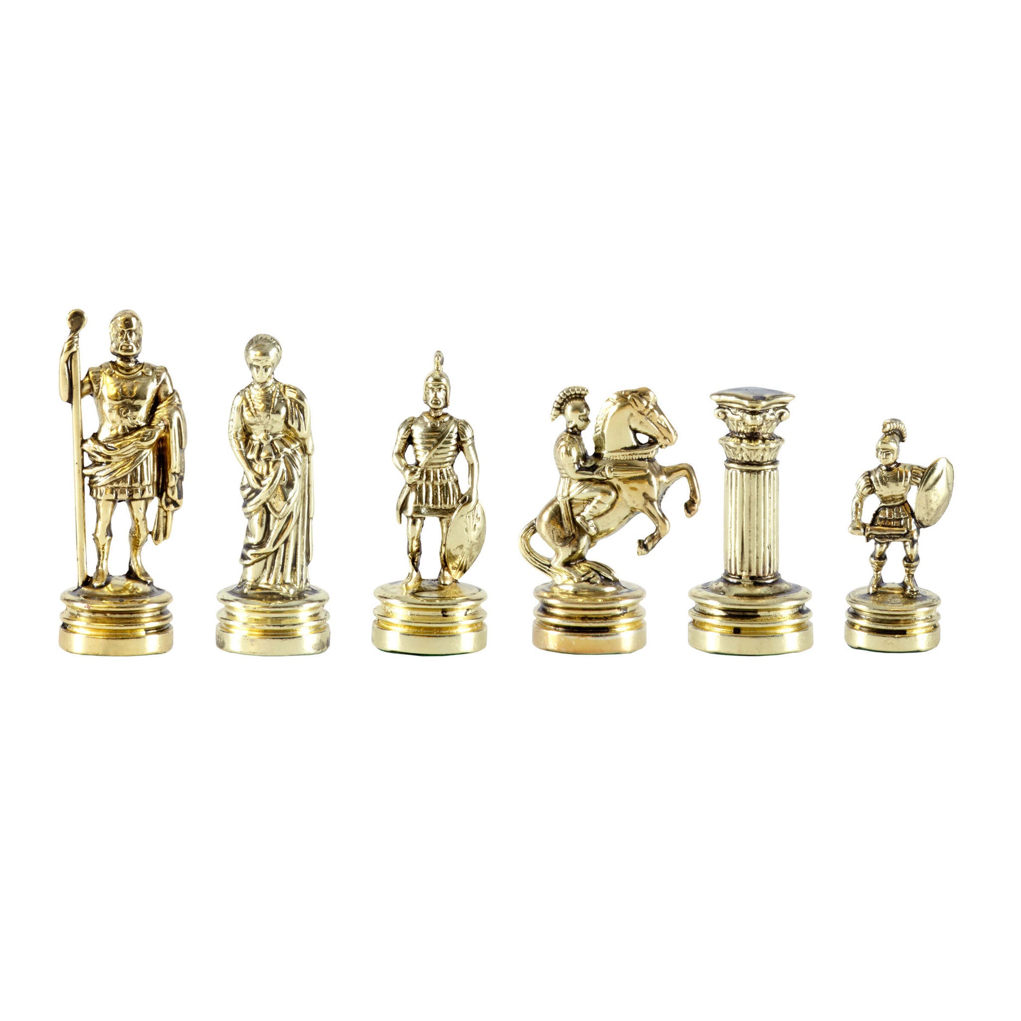 Handcrafted Chessmen Set - Greek Roman Period, Gold & Green (Small ...