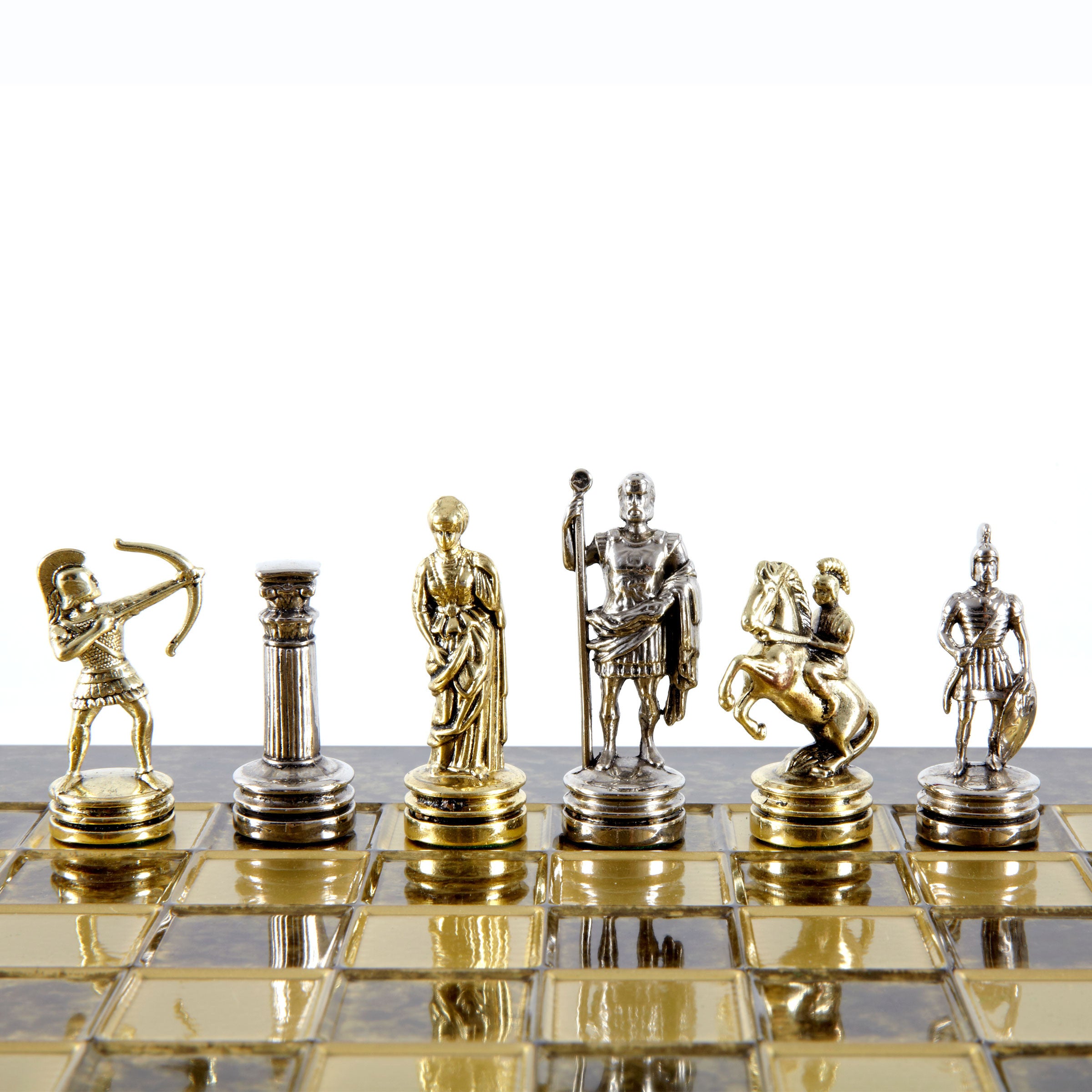Handcrafted Luxury Archers Chess Set - Gold/Silver Chessmen and Bronze ...