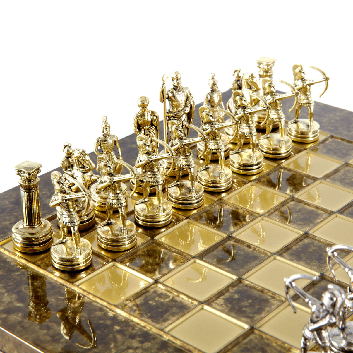 Handcrafted Luxury Archers Chess Set - Gold/Silver Chessmen and Bronze ...