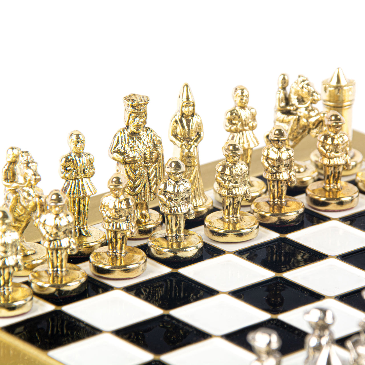 BYZANTINE EMPIRE CHESS SET with gold/silver chessmen and bronze chessb ...