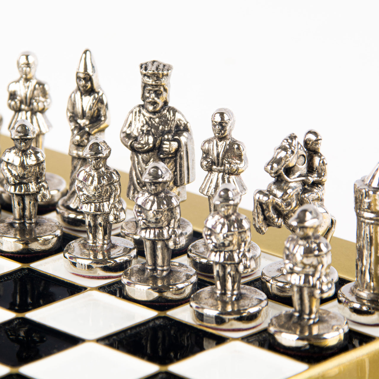 BYZANTINE EMPIRE CHESS SET with gold/silver chessmen and bronze chessb ...