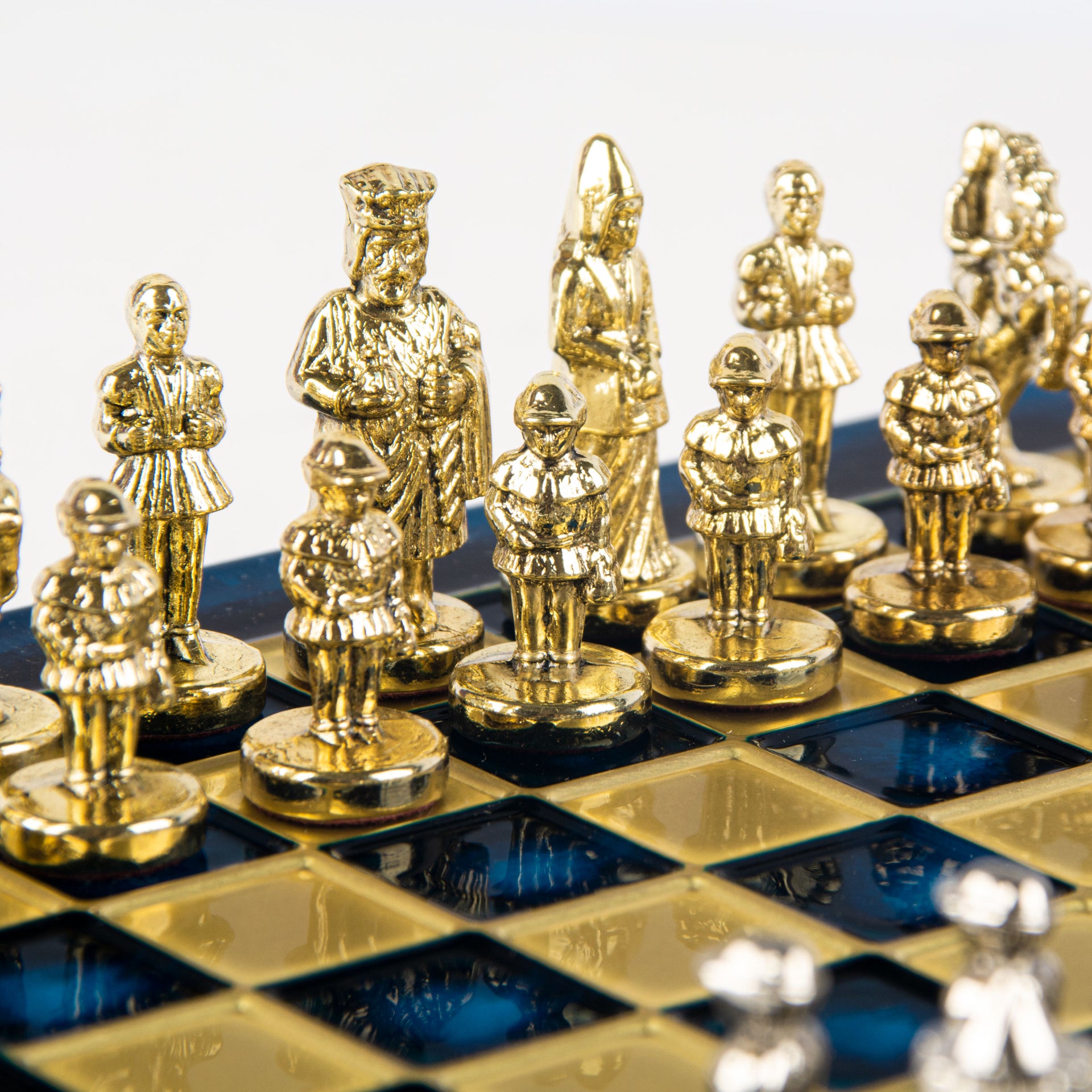 BYZANTINE EMPIRE CHESS SET with gold/silver chessmen and bronze chessb ...