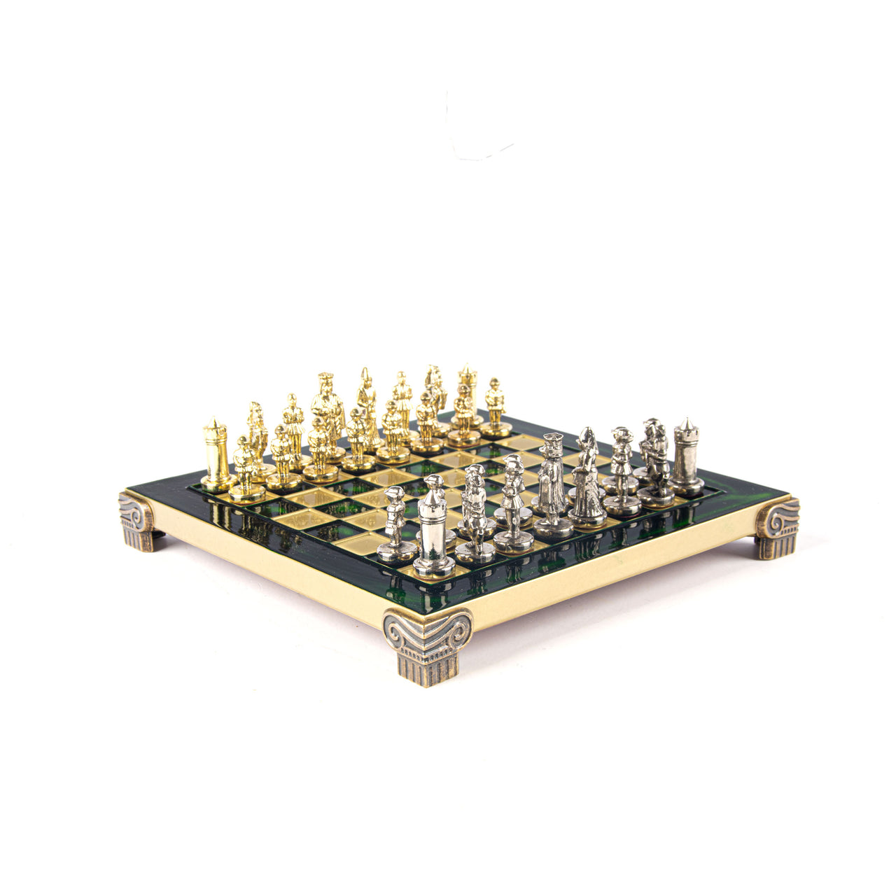 BYZANTINE EMPIRE CHESS SET with gold/silver chessmen and bronze chessb ...