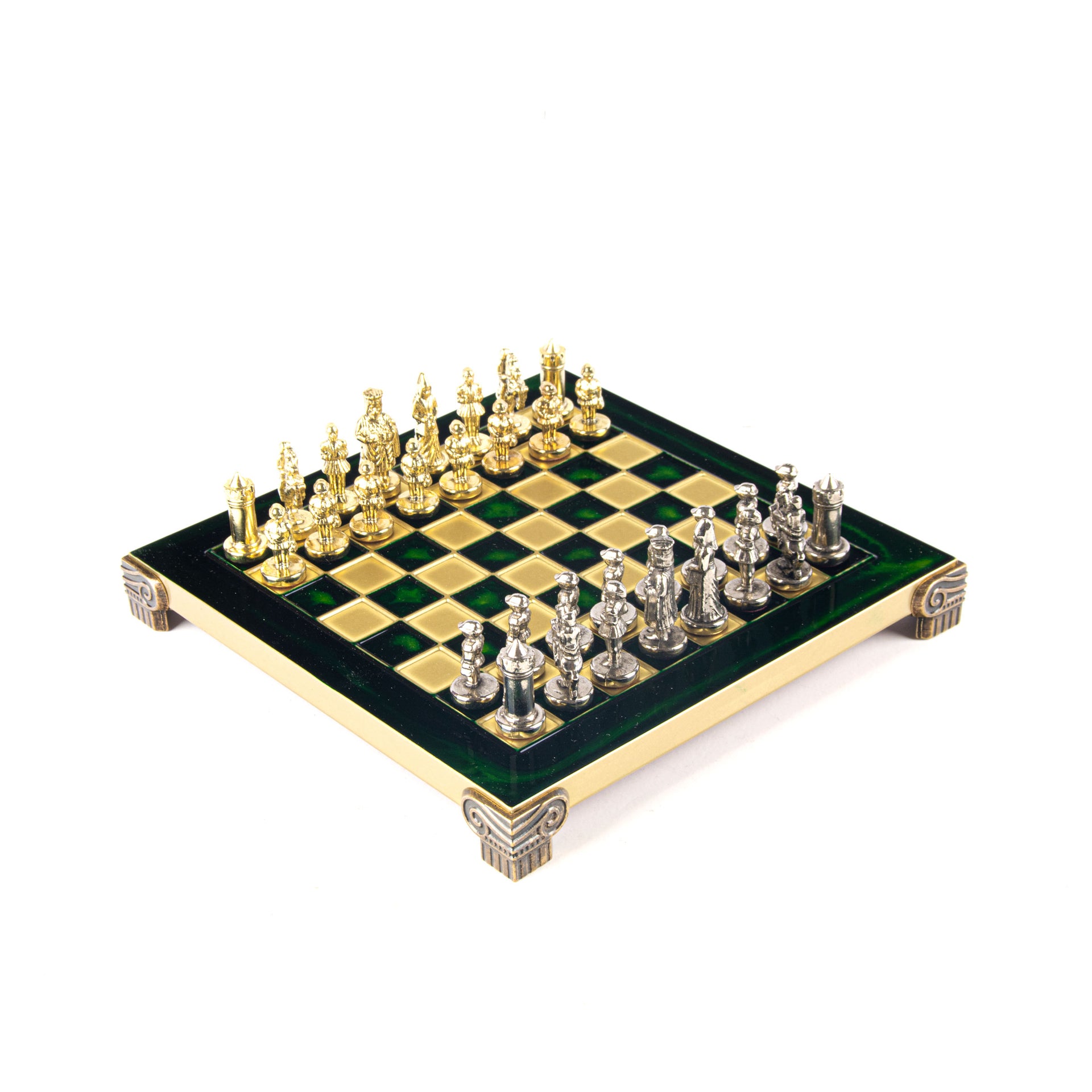 BYZANTINE EMPIRE CHESS SET with gold/silver chessmen and bronze chessb ...