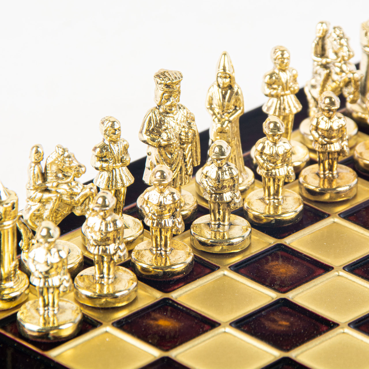 BYZANTINE EMPIRE CHESS SET with gold/silver chessmen and bronze chessb ...
