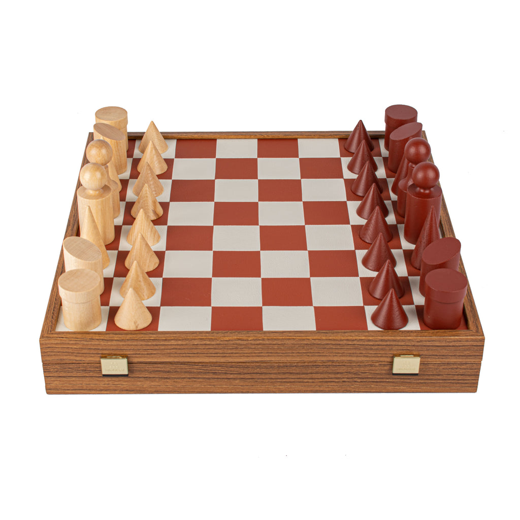 BAUHAUS STYLE Terracotta & White Chess set 40x40cm (Medium) with chess ...