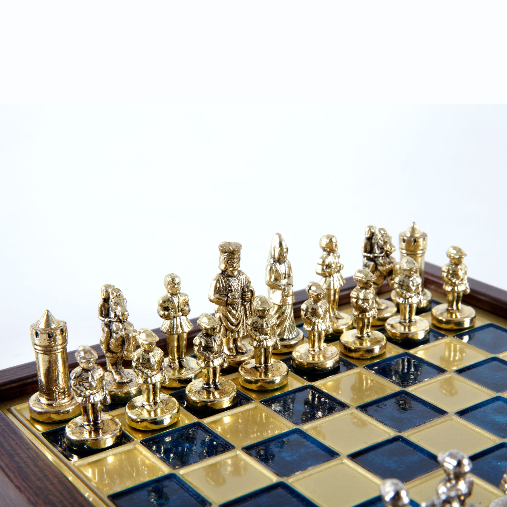 BYZANTINE EMPIRE CHESS SET In Wooden Box With Storage with gold/silver ...