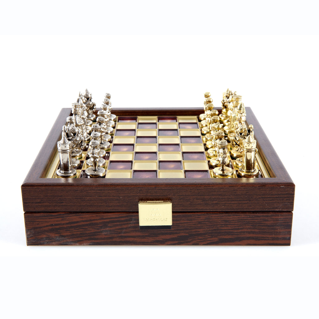 BYZANTINE EMPIRE CHESS SET In Wooden Box With Storage with gold/silver ...