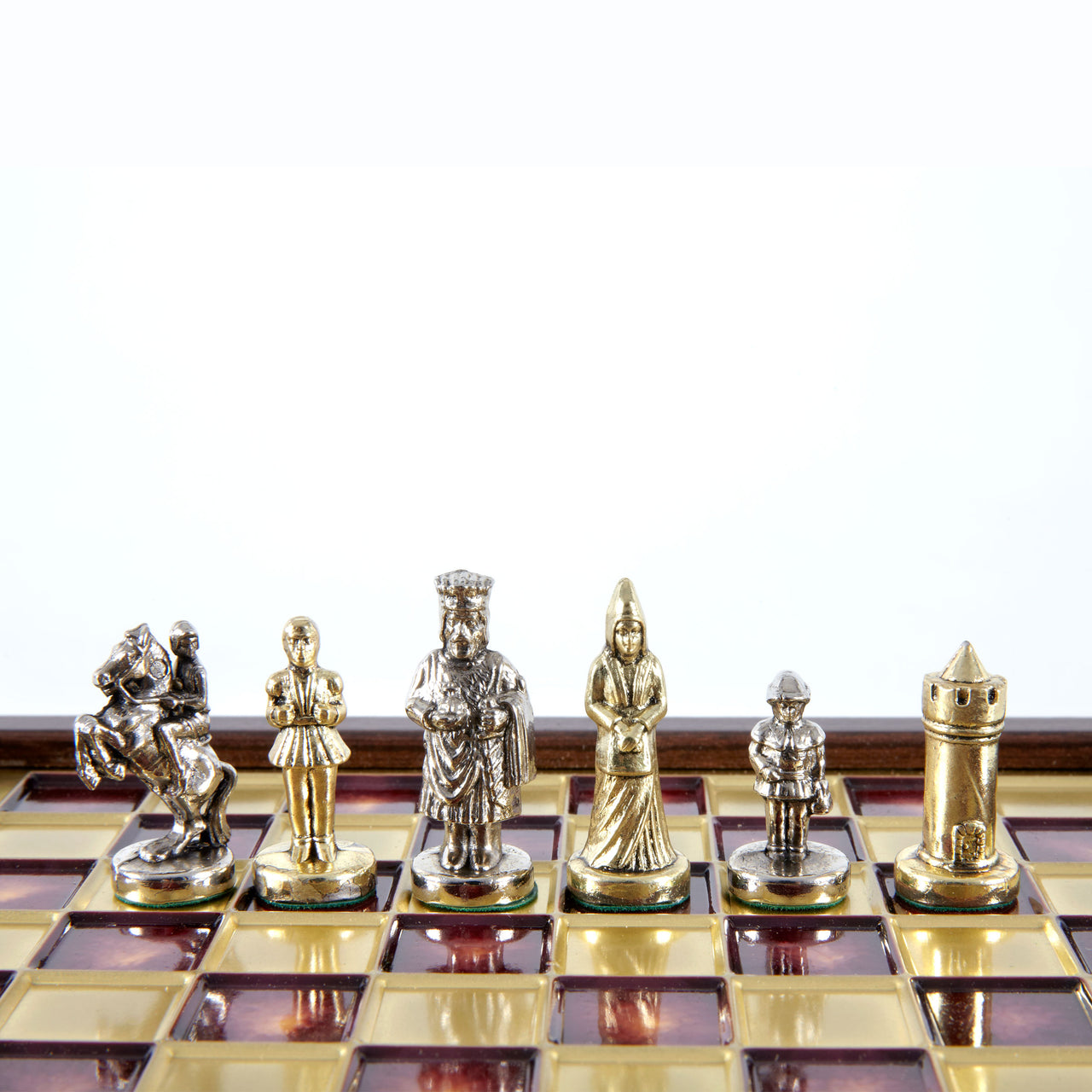 BYZANTINE EMPIRE CHESS SET In Wooden Box With Storage with gold/silver ...