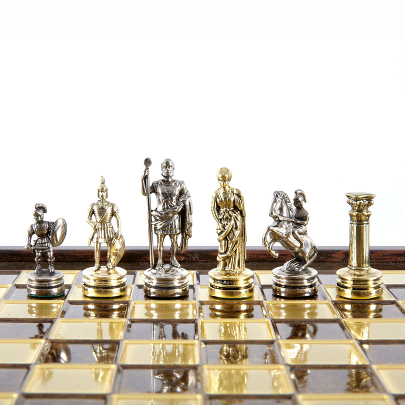 Handcrafted Greek Roman Chess Set – Gold & Silver | Wood Box ...