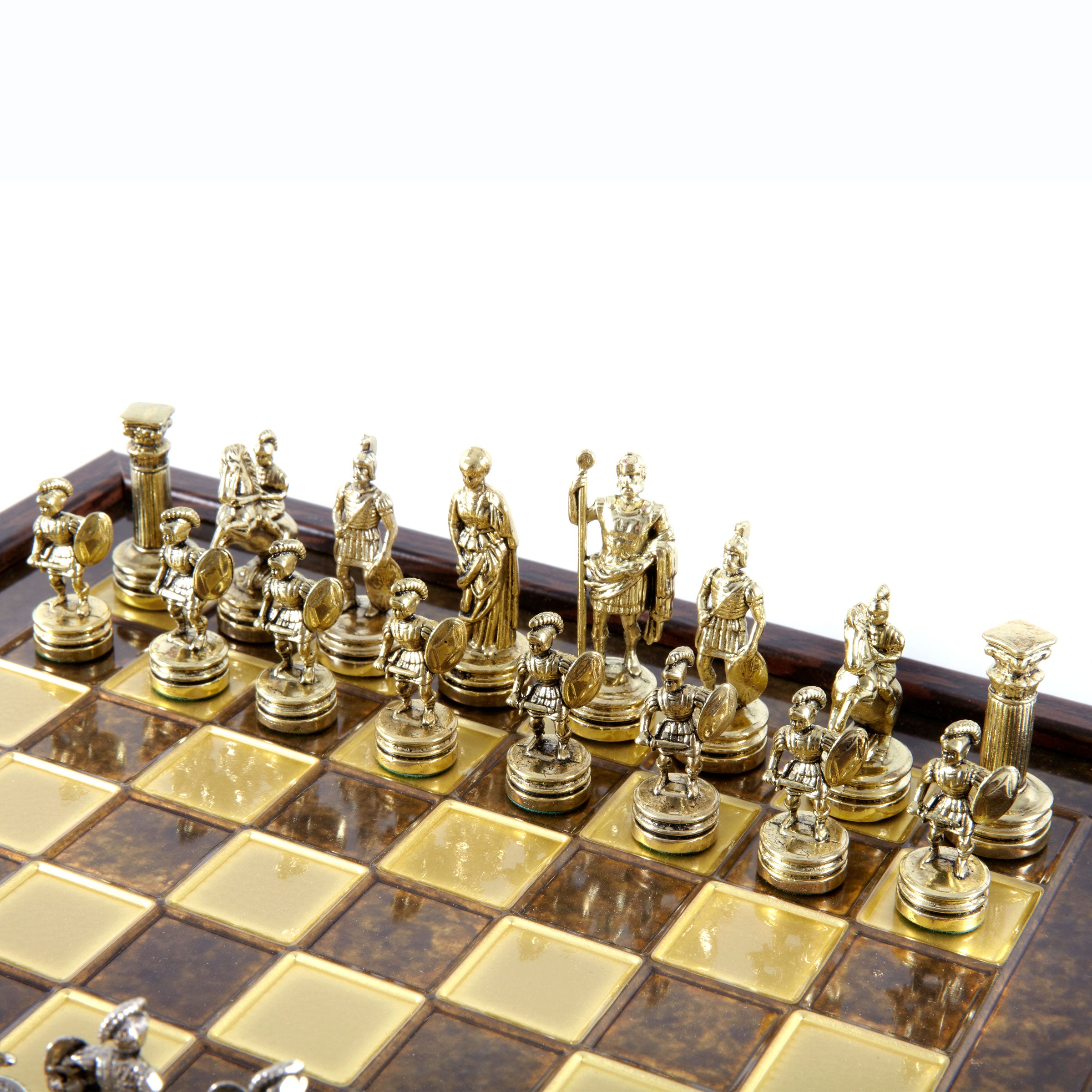 Handcrafted Greek Roman Period Chess Set in Wooden Box with Storage ...