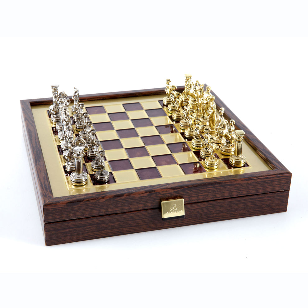 Handcrafted Greek Roman Period Chess Set in Wooden Box with Storage ...